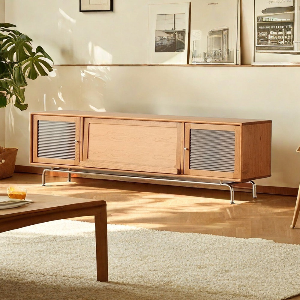 ComfyFurnituress Solid Wood TV Stand with Smooth Sliding Rails ...