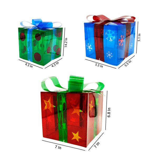 The Holiday Aisle® 3 Piece Christmas Gift Boxes Lighted Display Set ...