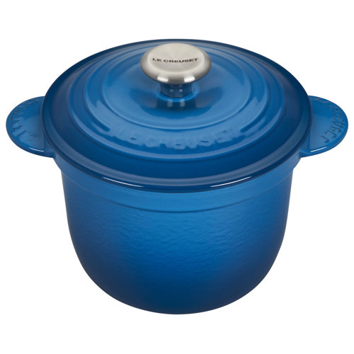 Le Creuset Enameled Cast Iron Rice Pot with Lid and Steamer Insert ...