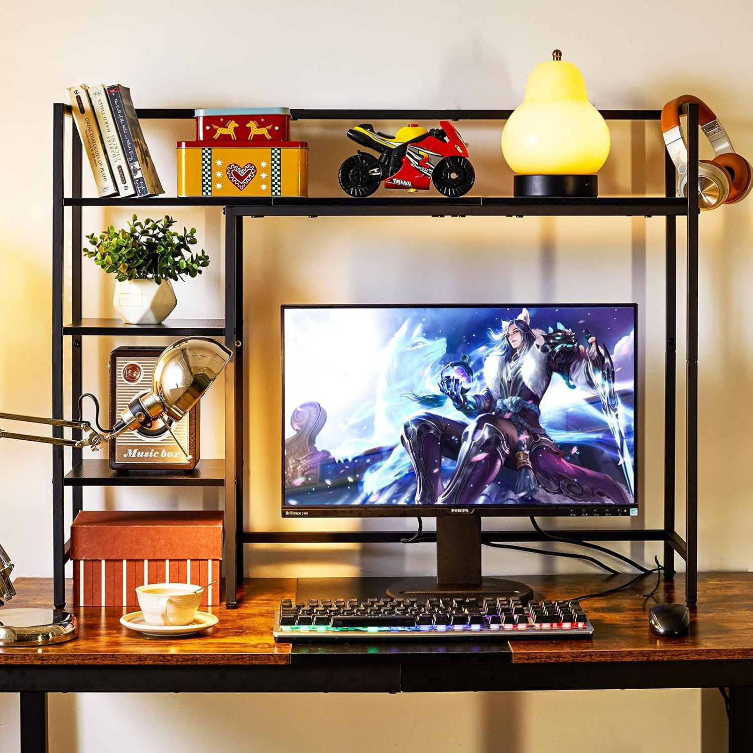 Orren Ellis Desk Shelf,Computer Desktop Bookcase,37.8 Inch Multipurpose ...