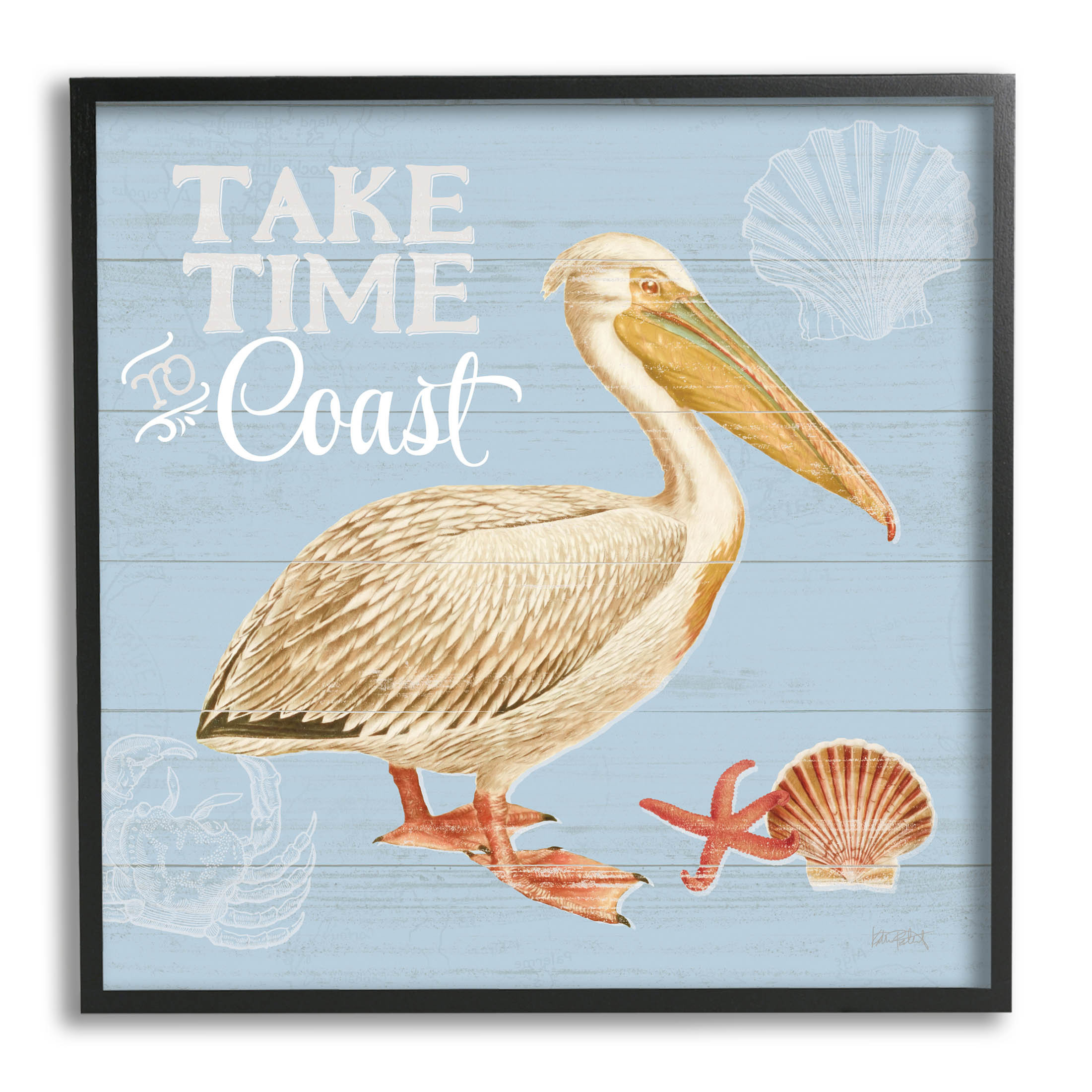 Highland Dunes Time to Coast Nautical Pun Pelican by Katie Pertiet ...