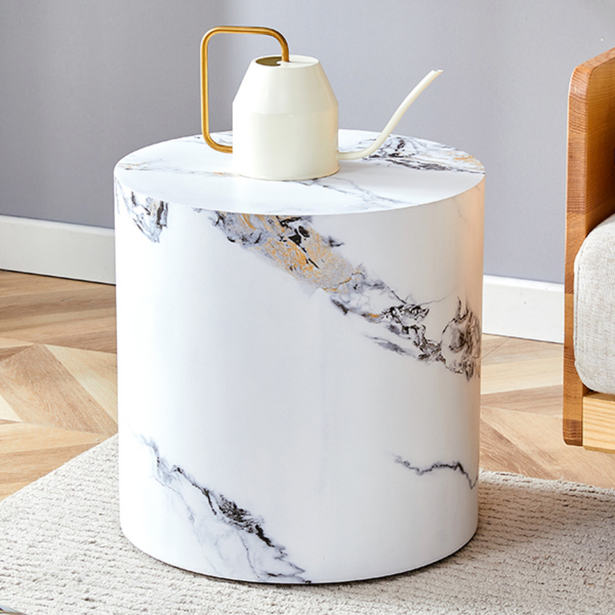 Wrought Studio The Cylindrical Table With Its Patterned Design Can Be ...