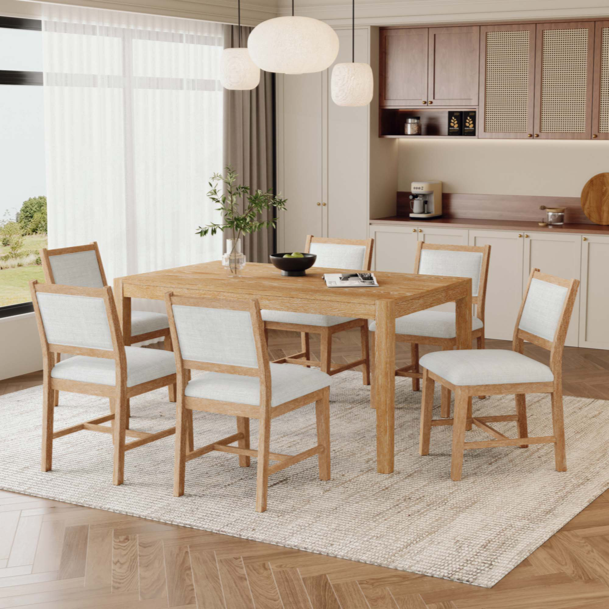 Red Barrel Studio® 7-Piece Retro Dining Table Set For 6, 1 Rectangular ...