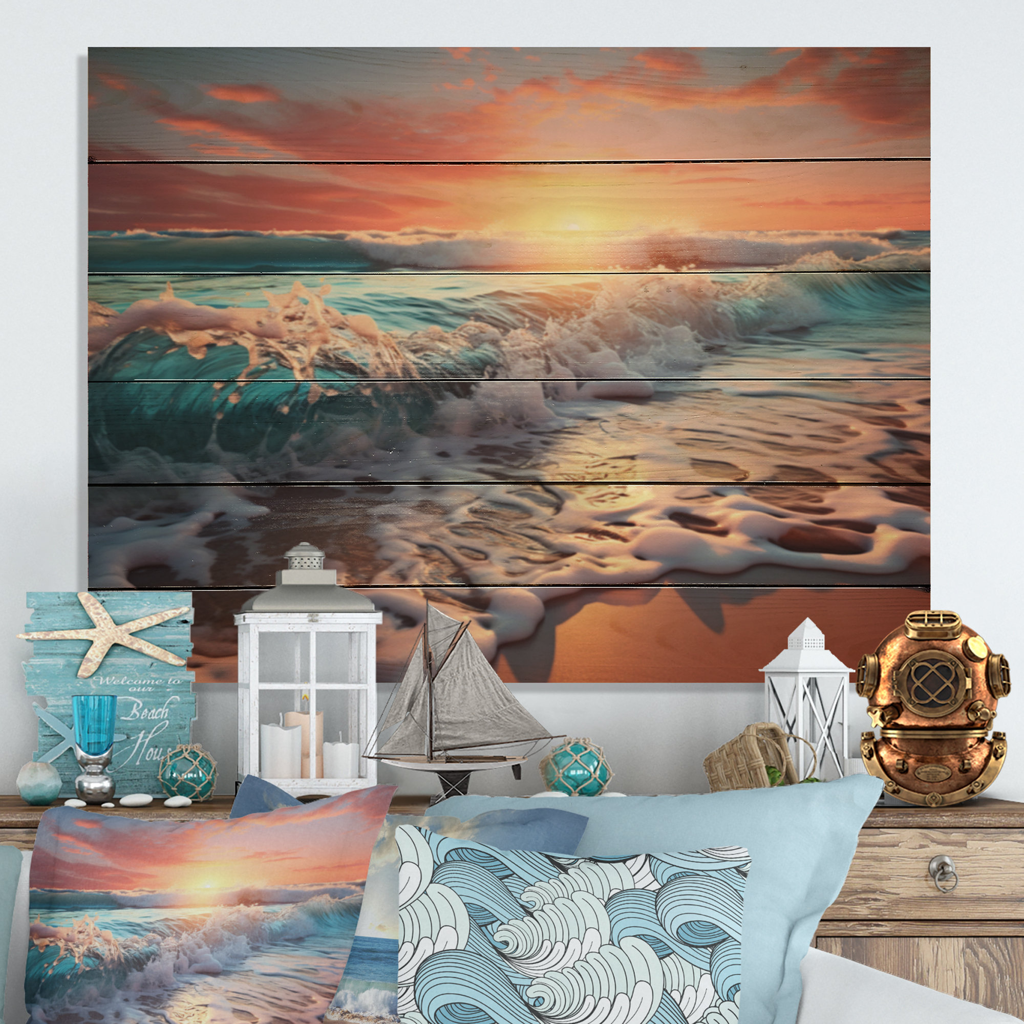 Dovecove Edwyn Sunset Horizon IV On Wood Print | Wayfair