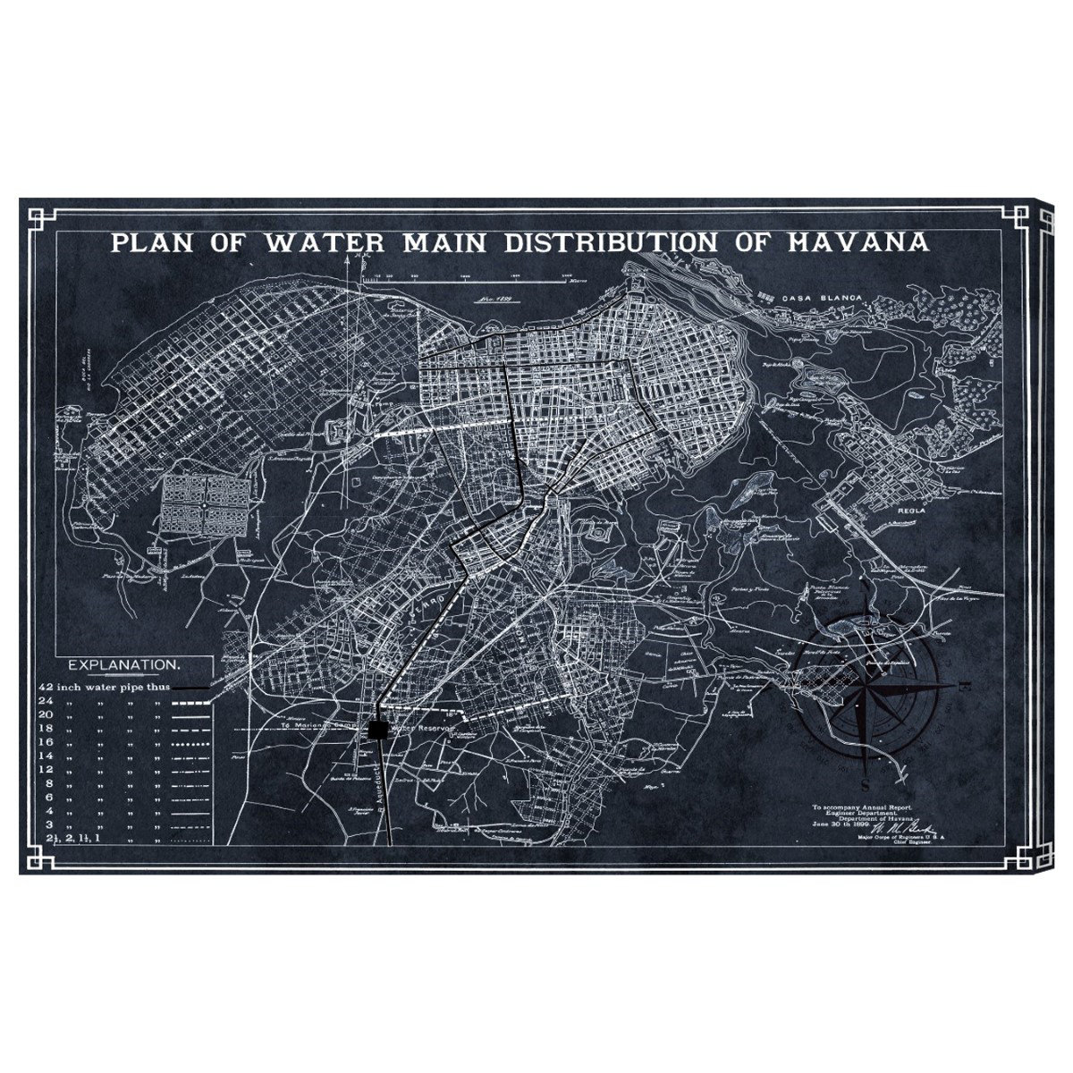 House of Hampton 'Map of Havana Water Distribution 1899' Graphic Art on ...