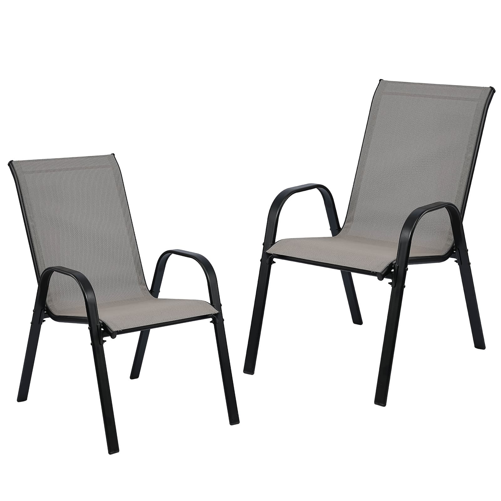 Bylring Stackable Outdoor Patio Dining Chairs With Backrest/Armrests ...