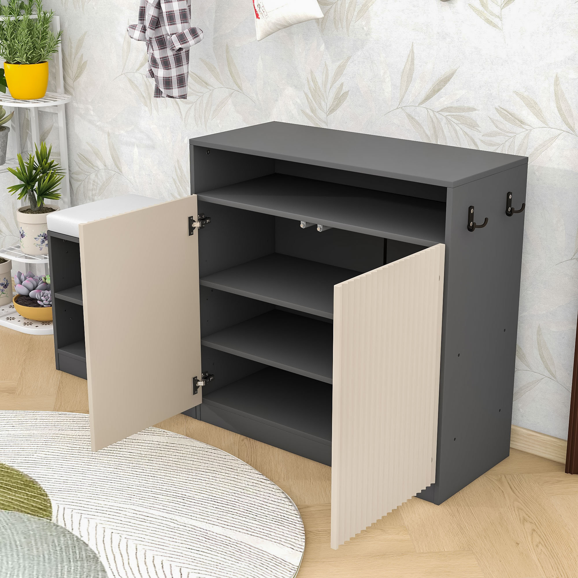 Lark Manor™ Compact Modular Shoe Bench – Comfortable Seating, Flexible ...