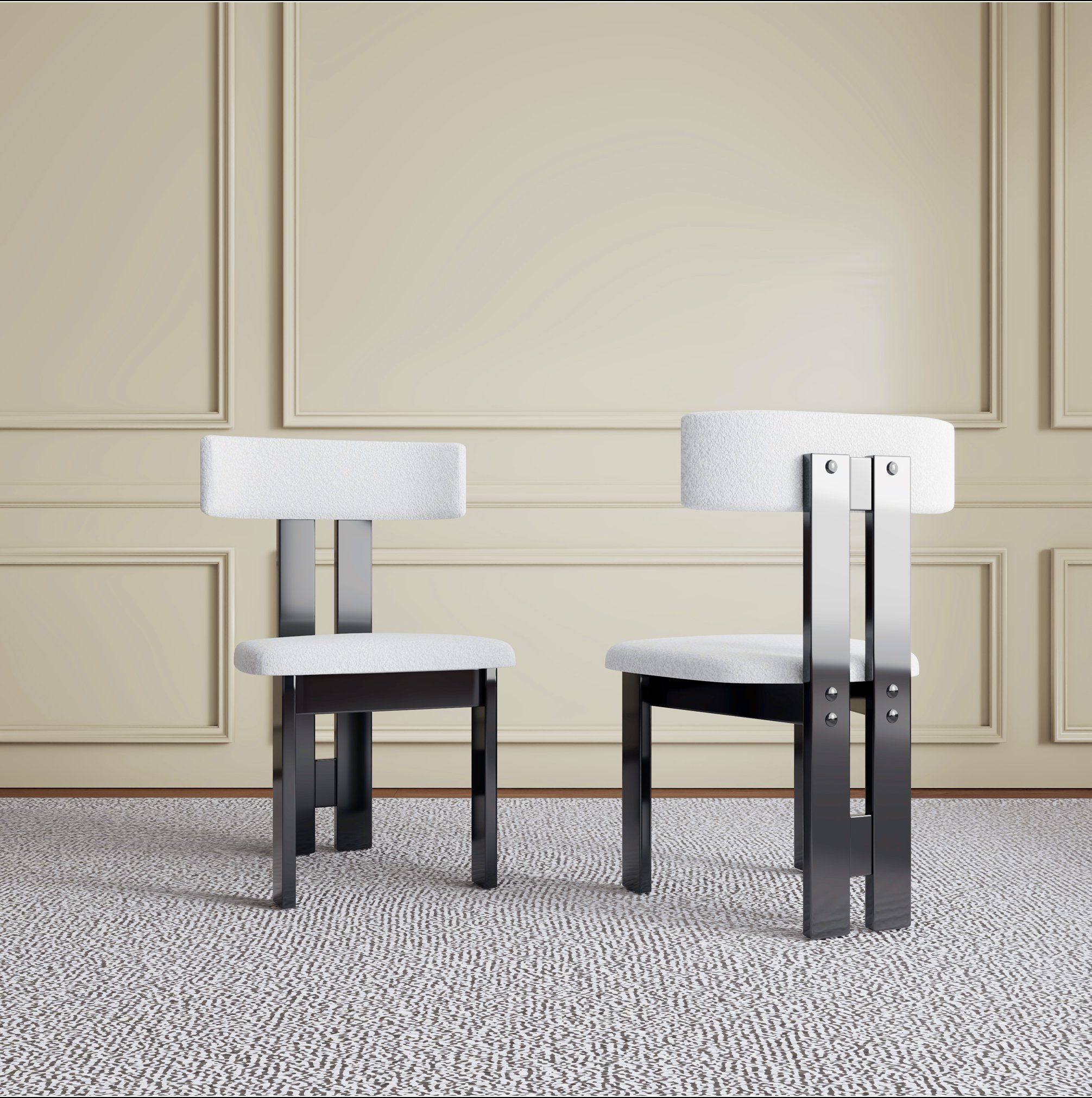 Latitude Run® Set of 2 Modern Dining Chairs, Pure White Velvet ...