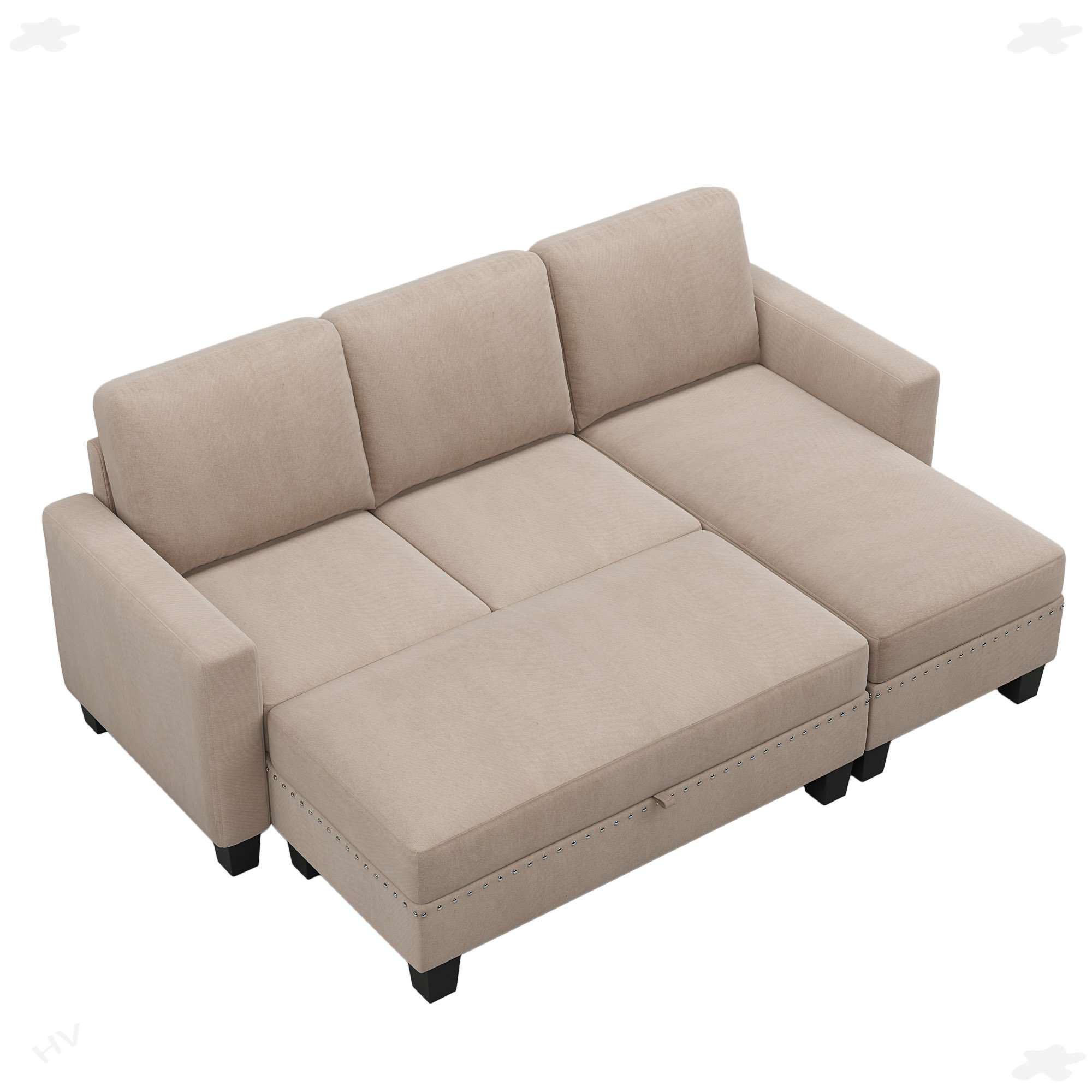 Ebern Designs Reversible Sectional Couch With Storage Ottoman L-Shaped ...