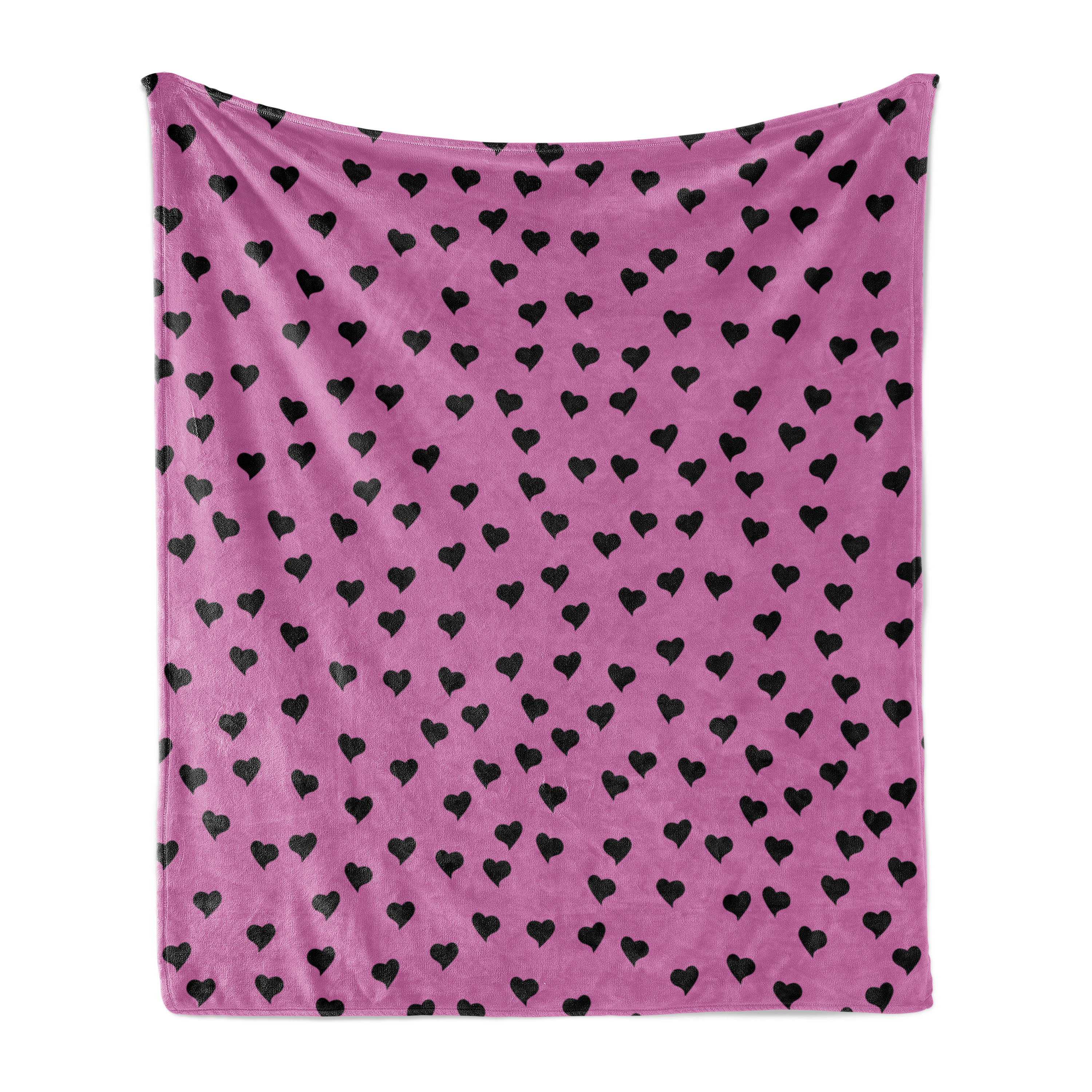 Ambesonne Hot Pink Fleece Throw Blanket Black Hearts Romantic 50"x70 ...