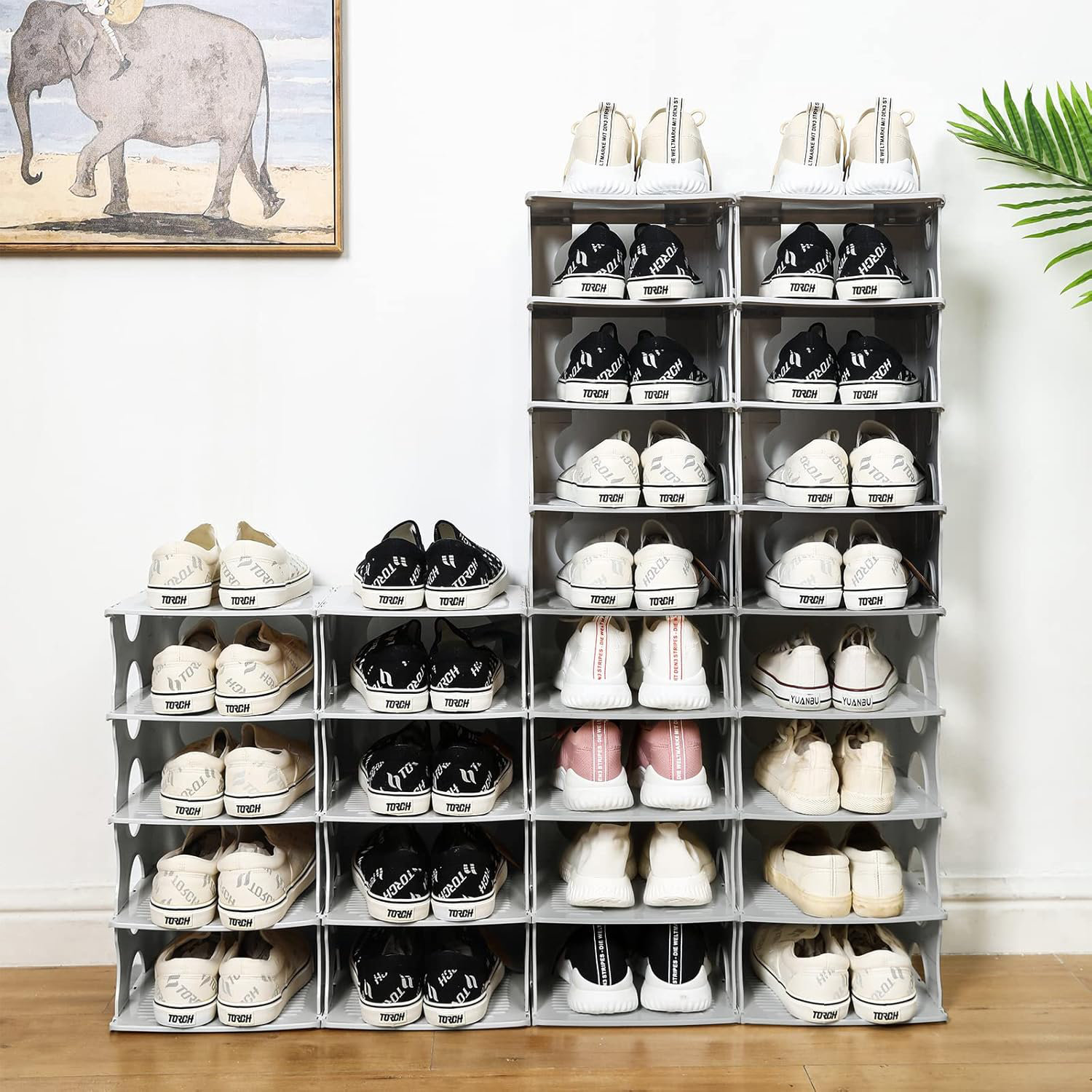 Rebrilliant 6-Tier Shoe Rack, Stackable Storage Organizer For Bedroom ...