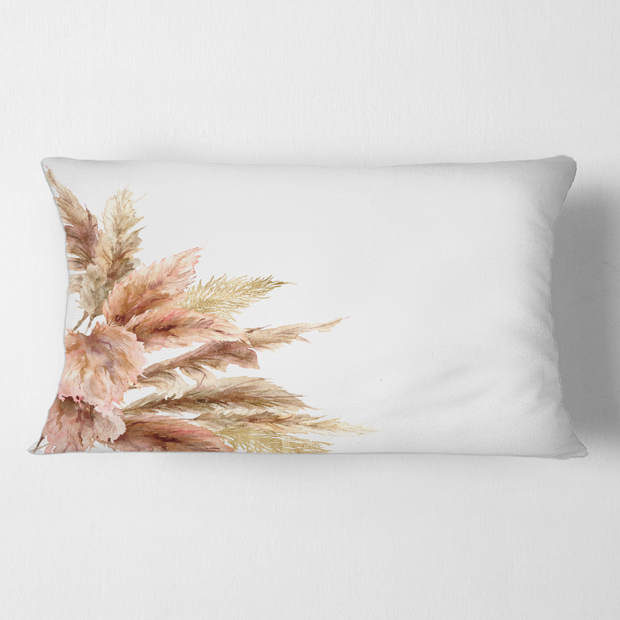 Design Art Exotic Dry Pampas Grass Rectangular Pillow Cover & Insert ...