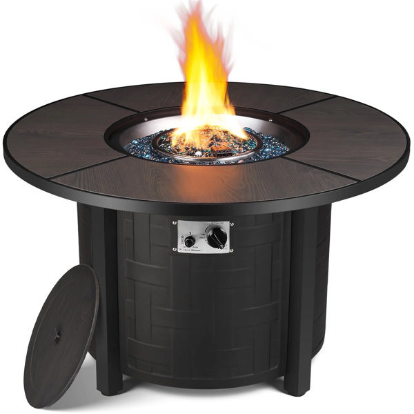 Hokku Designs Melisa 42" Round Propane Fire Pit Table, 50,000 Btu ...