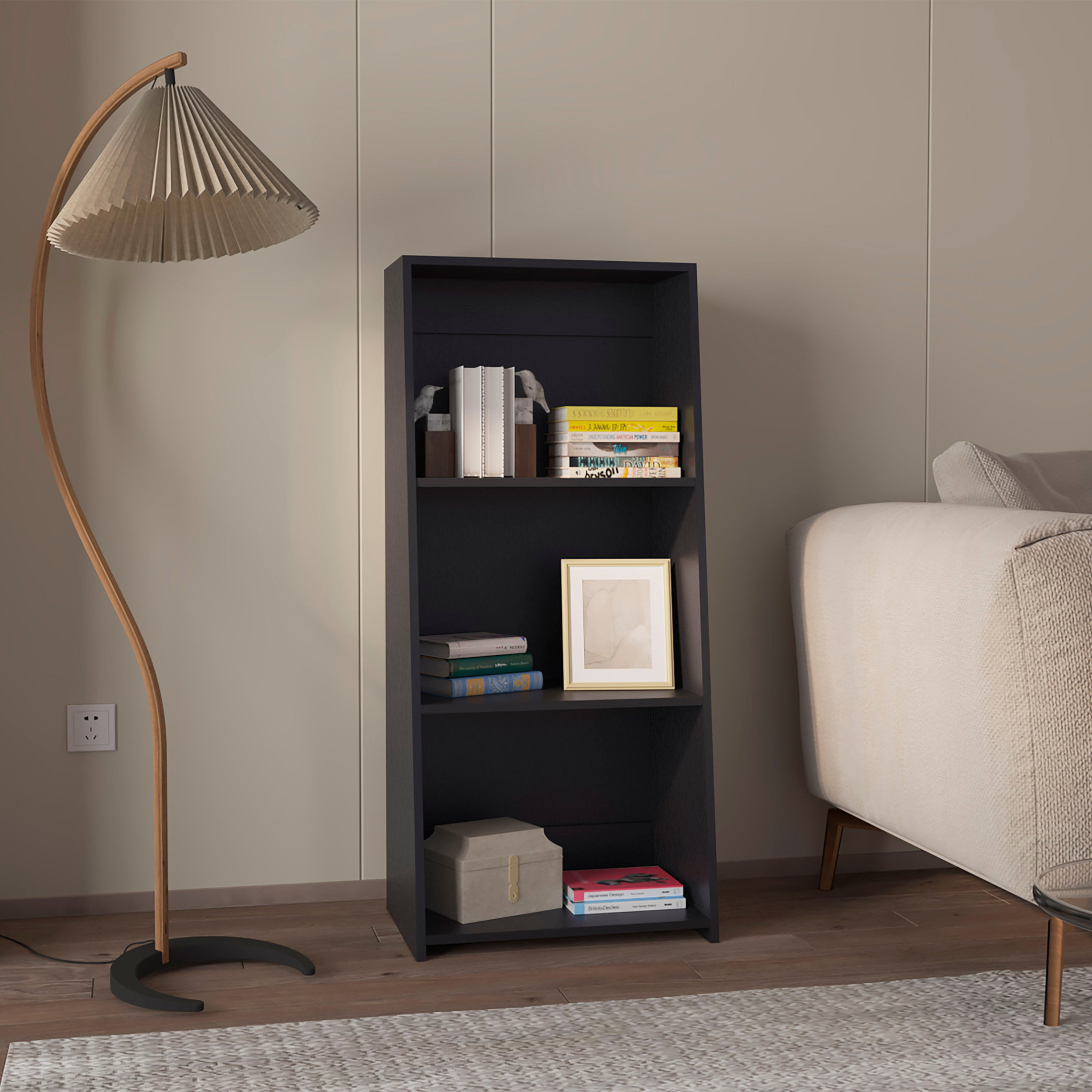 Latitude Run® Anthem Bookcase in Melamine with Three Shelves | Wayfair