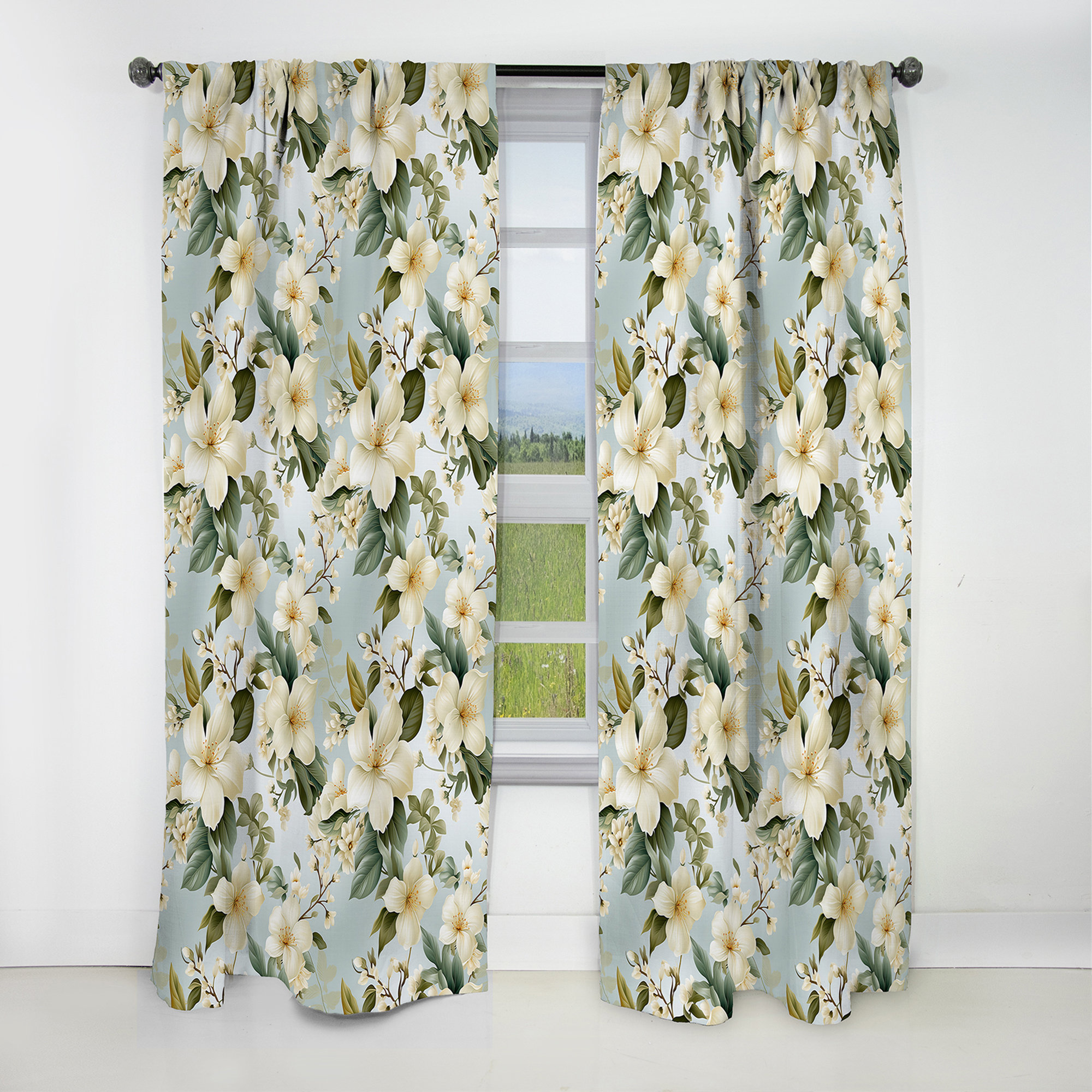 Design Art Serene Botanics Tropical Pattern - Floral Curtain - Blackout ...