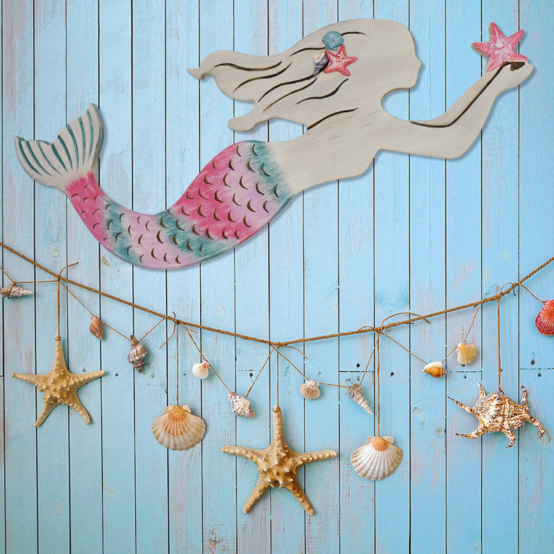 Highland Dunes Wooden Mermaid Hanging | Wayfair