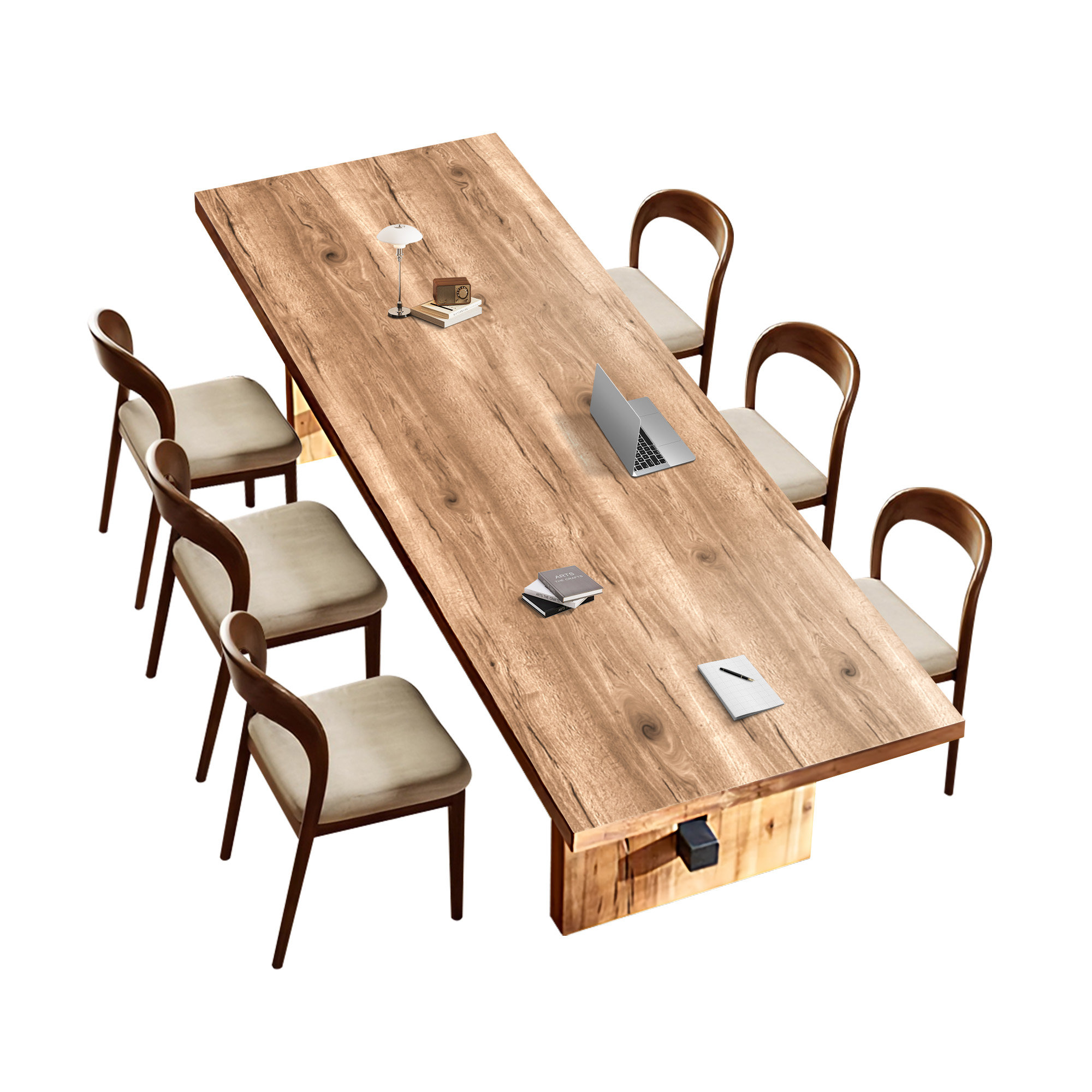 Loon Peak® Solid Rectangular Solid Wood Conference Table Set, Seminar ...