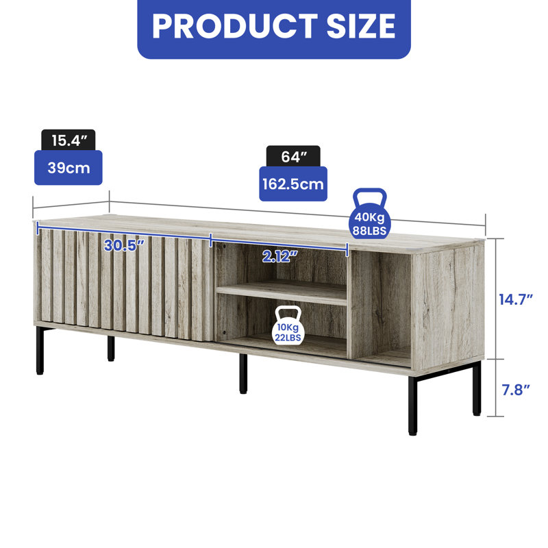 Ebern Designs 64" Vintage Entertainment Center With Sliding Door | Wayfair