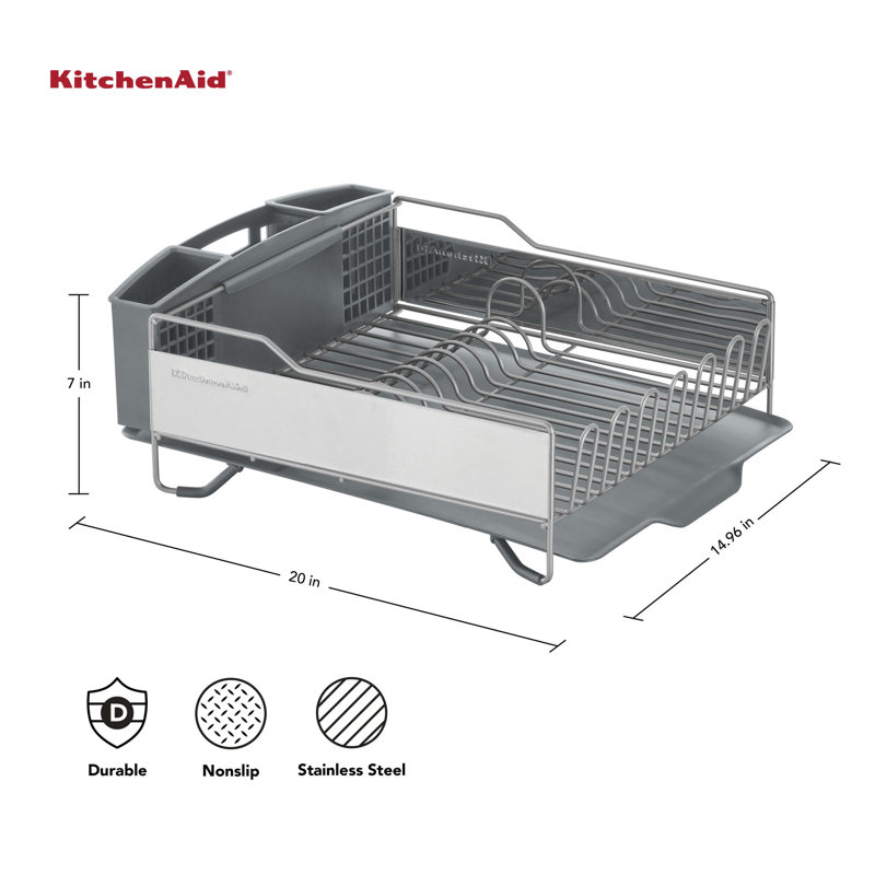 KitchenAid® Full Size Dish Rack, Light Grey & Reviews | Wayfair