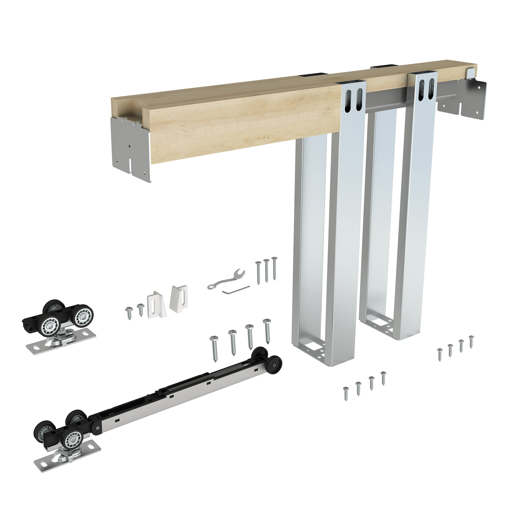 JUBEST Sliding Pocket Door Hardware Kit For 2" X 4" Stud Wall With Soft ...