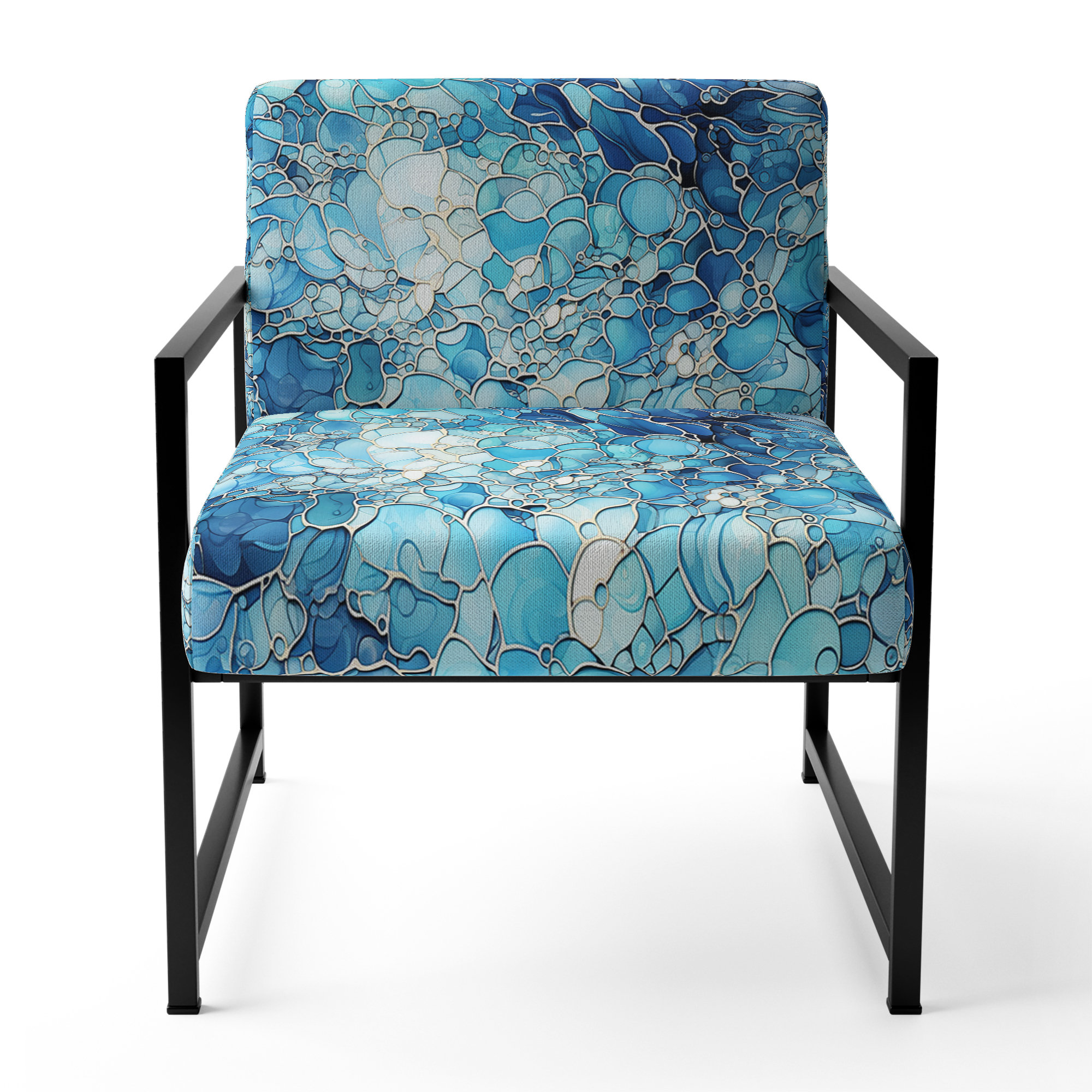East Urban Home Ocean Blue Mosaic Turquoise - Upholstered Floral Accent ...