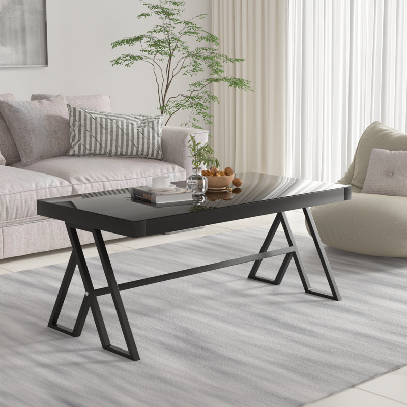 Orren Ellis Dominigue Rectangular Coffee Table Glass Top | Wayfair