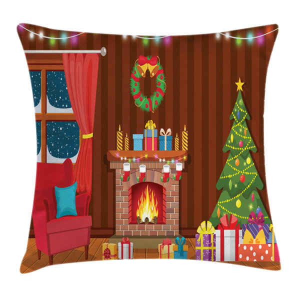Die Saisontruhe Kissenbezug, Weihnachten im Winter Night, Kamin ...