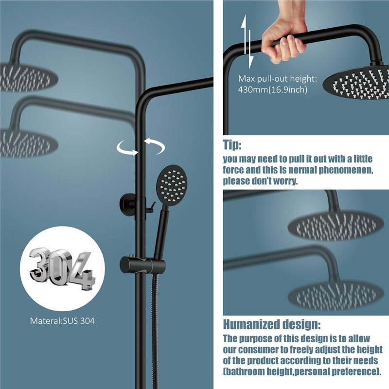 Save $380 • Outdoor Shower Fixture SUS304 Shower Faucet Combo Set ...