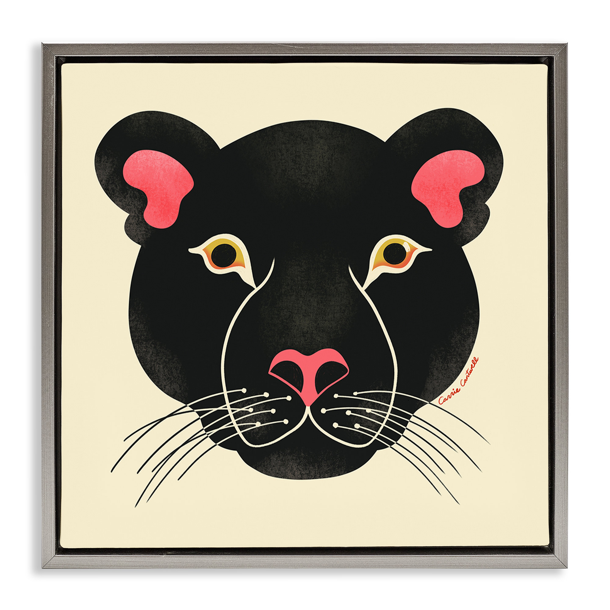 Latitude Run® Minimal Wild Panther Face Floating Frame, design by ...