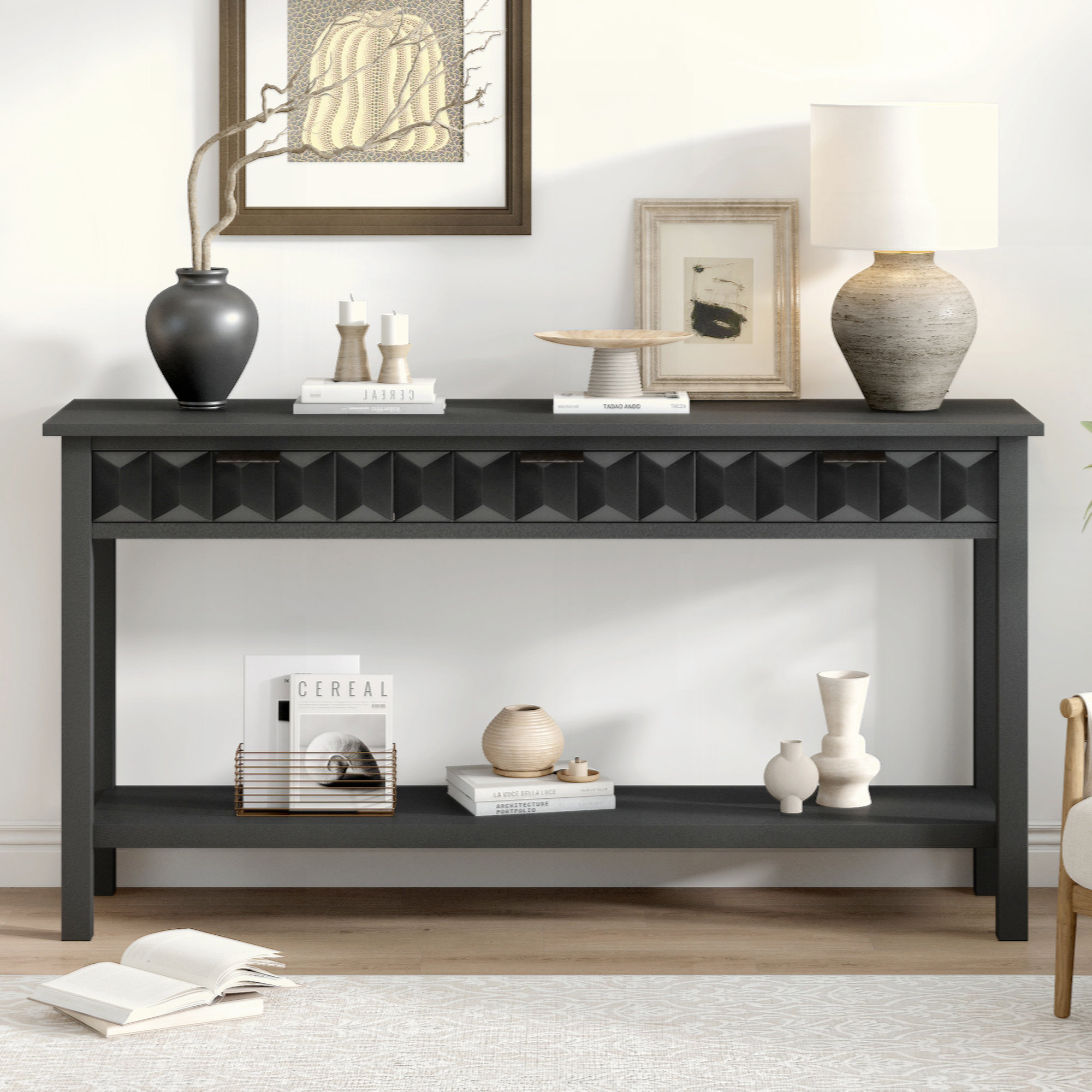 Red Barrel Studio Fir Veneer Modern Stylish Console Table With ...