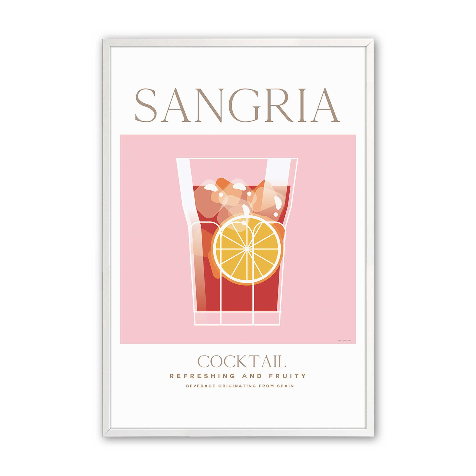 Lark Manor™ Sangria Cocktail Poster Print in a White Frame | Wayfair