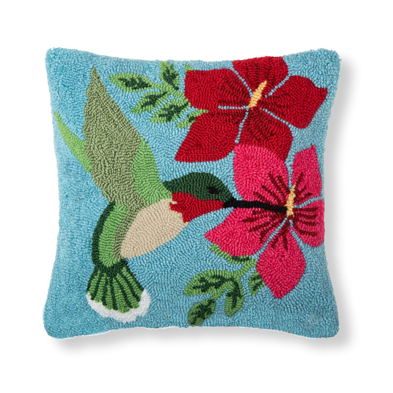 C&F Home Humming Bird Floral Hooked Pillow | Wayfair