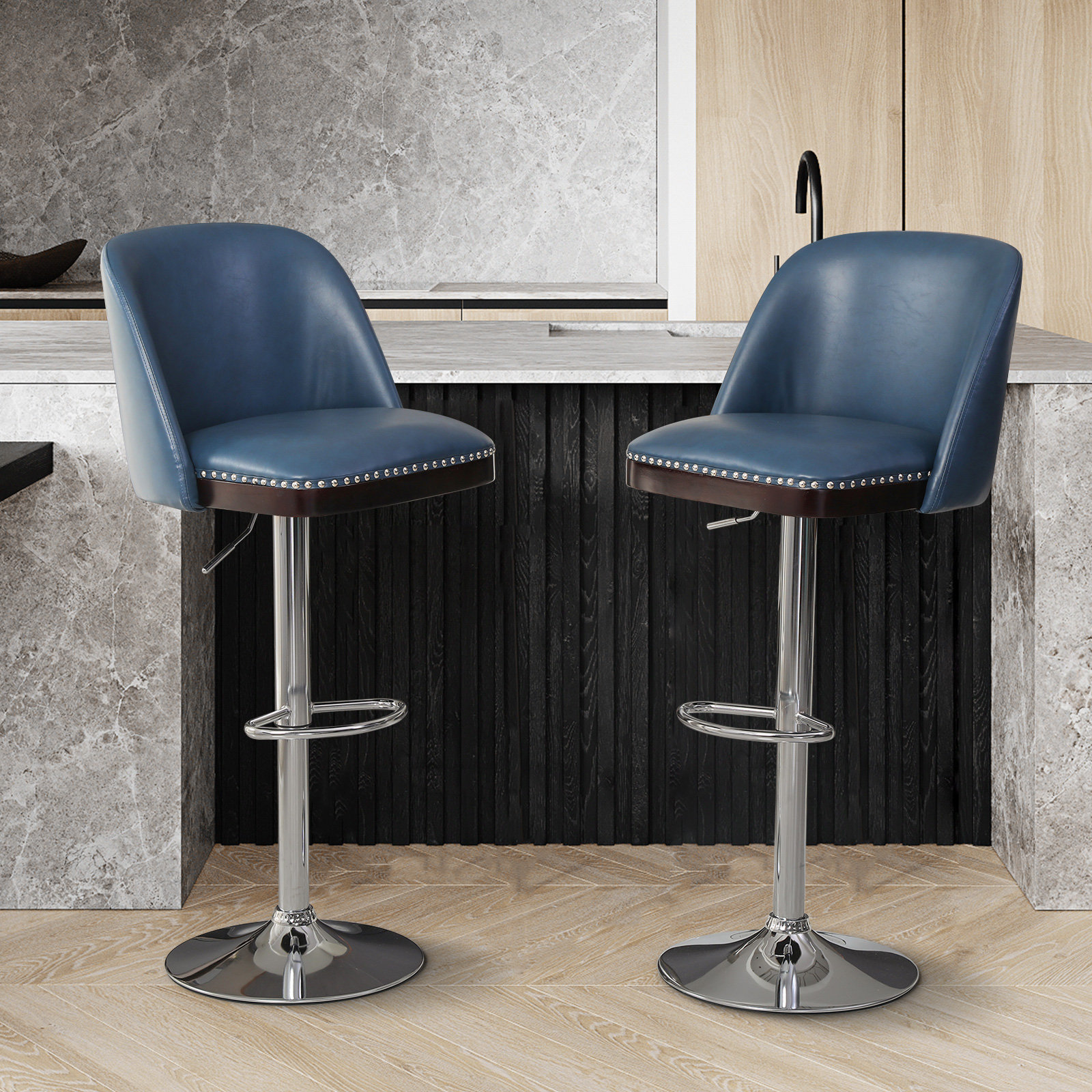 Latitude Run® Swivel Bar Stools Set of 2,Adjustable Height 26" to 34 ...