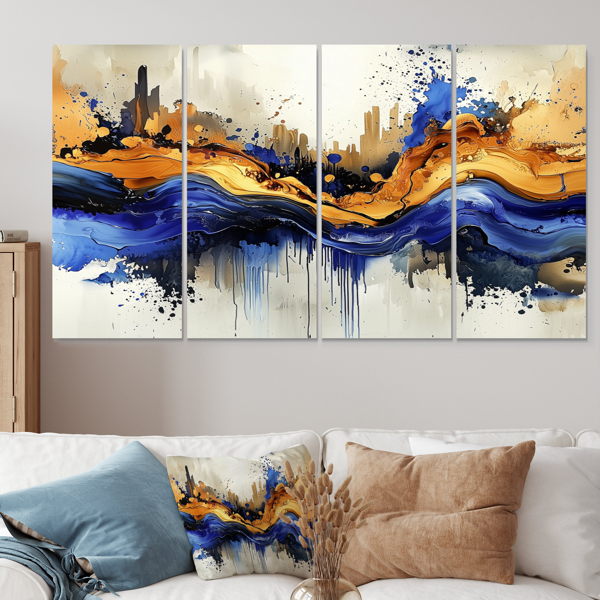 Red Barrel Studio® Golden Aqua Liquid Ink Forest II - Abstract ...