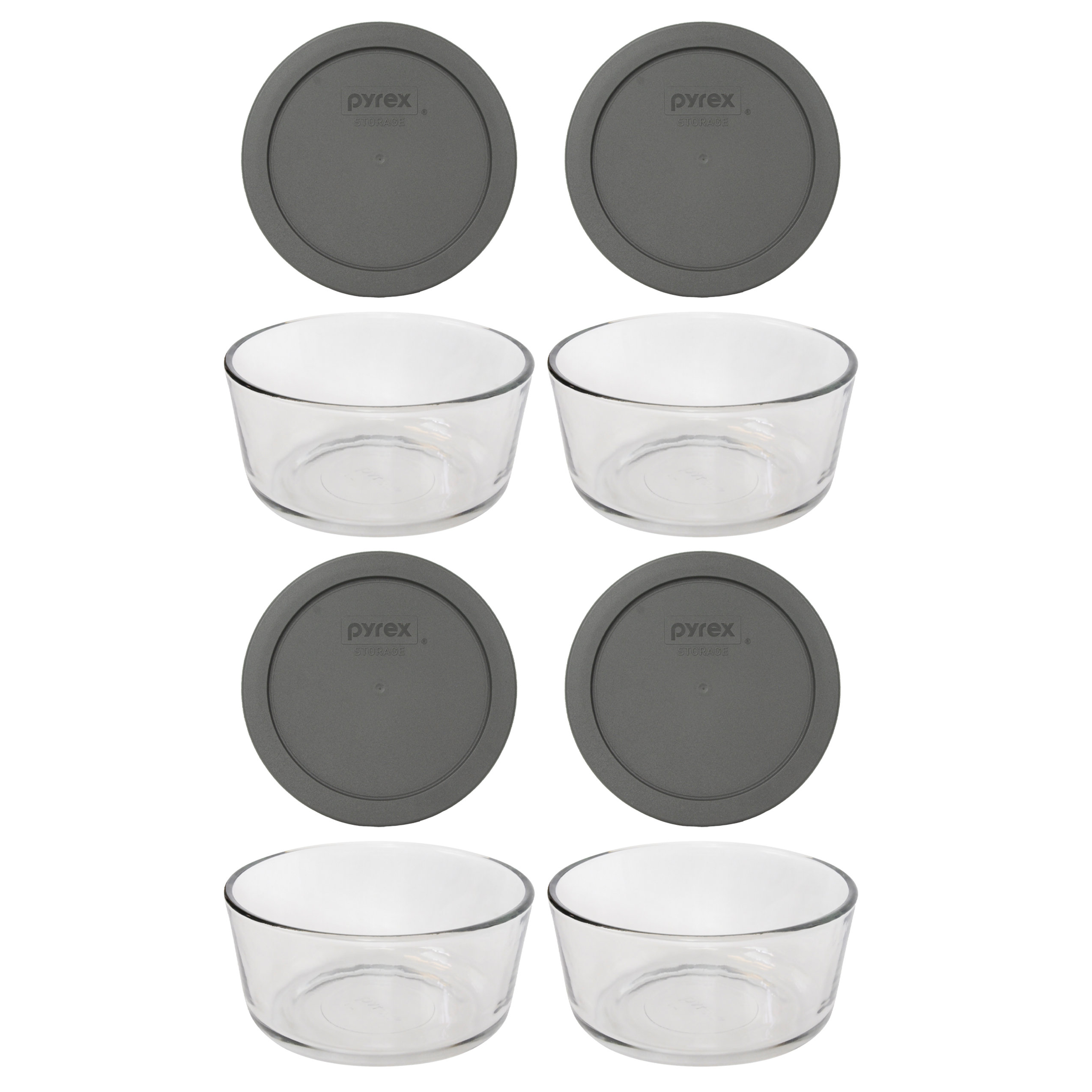 Pyrex (4) 4-Cup Glass Bowls & (4) 4-Cup Lids | Wayfair