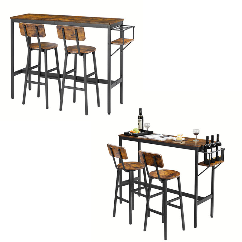 17 Stories 3 Pieces Dining Table with Rack, 2 Bar Tables, Kitchen ...