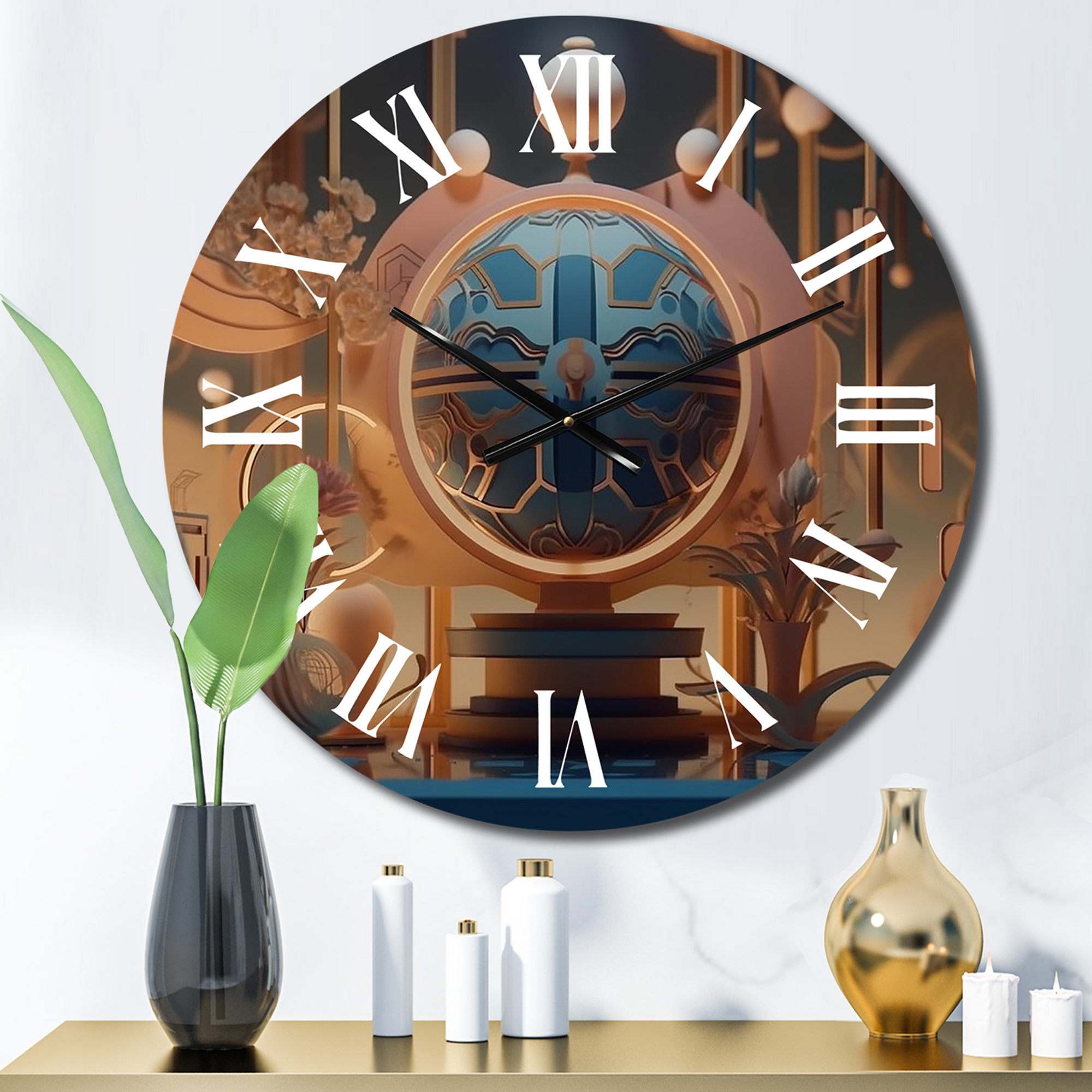 Design Art Infinite Possibilities Retro Futuristic I Metal Wall Clock ...