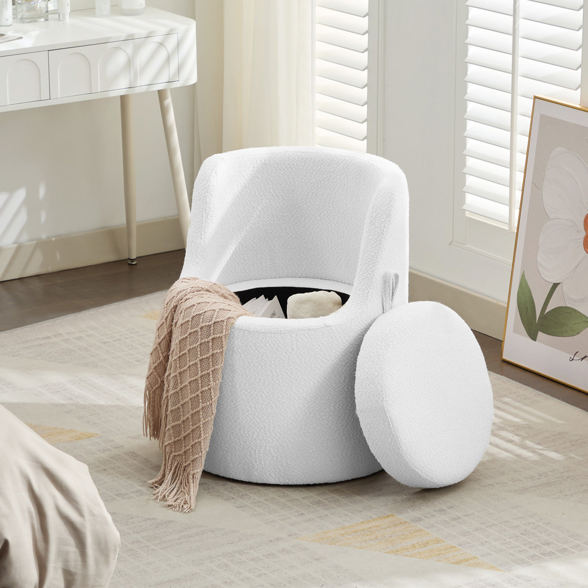 Brayden Studio® Yosef Upholstered Storage Vanity Stool & Reviews | Wayfair