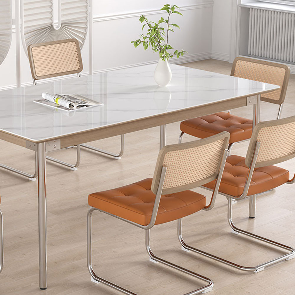 LJIA home New Upgrade Glossy Rock Board Dining Table Set | Wayfair