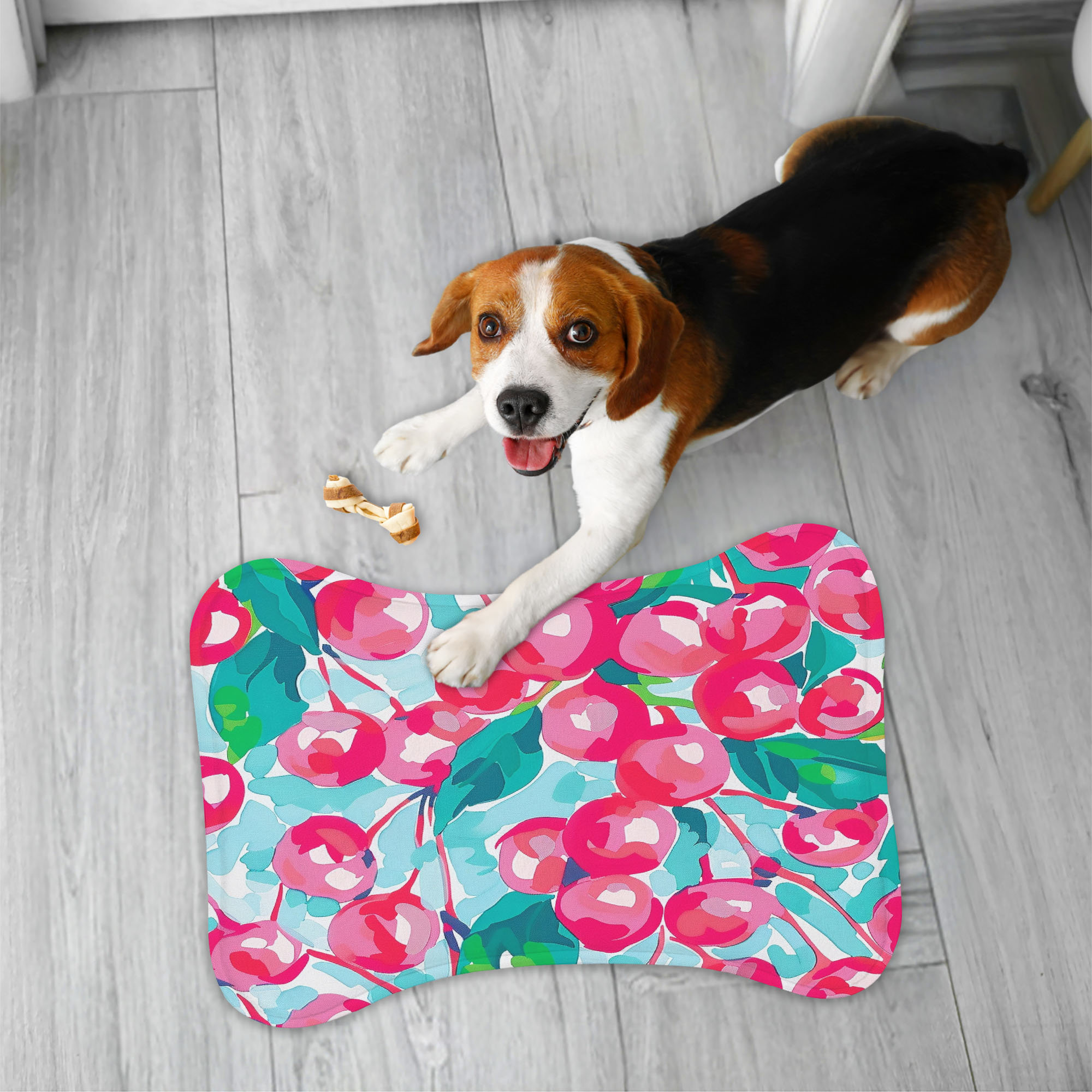 MentionedYou Preppy Cherry Patterns - 1 Piece Bone Shape Feeding Mat ...