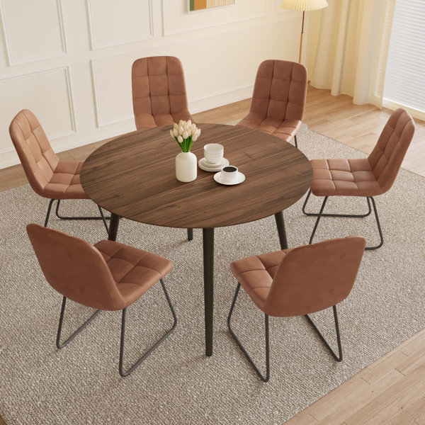 George Oliver Round Dining Table Set, Mid Century Modern Small Round ...
