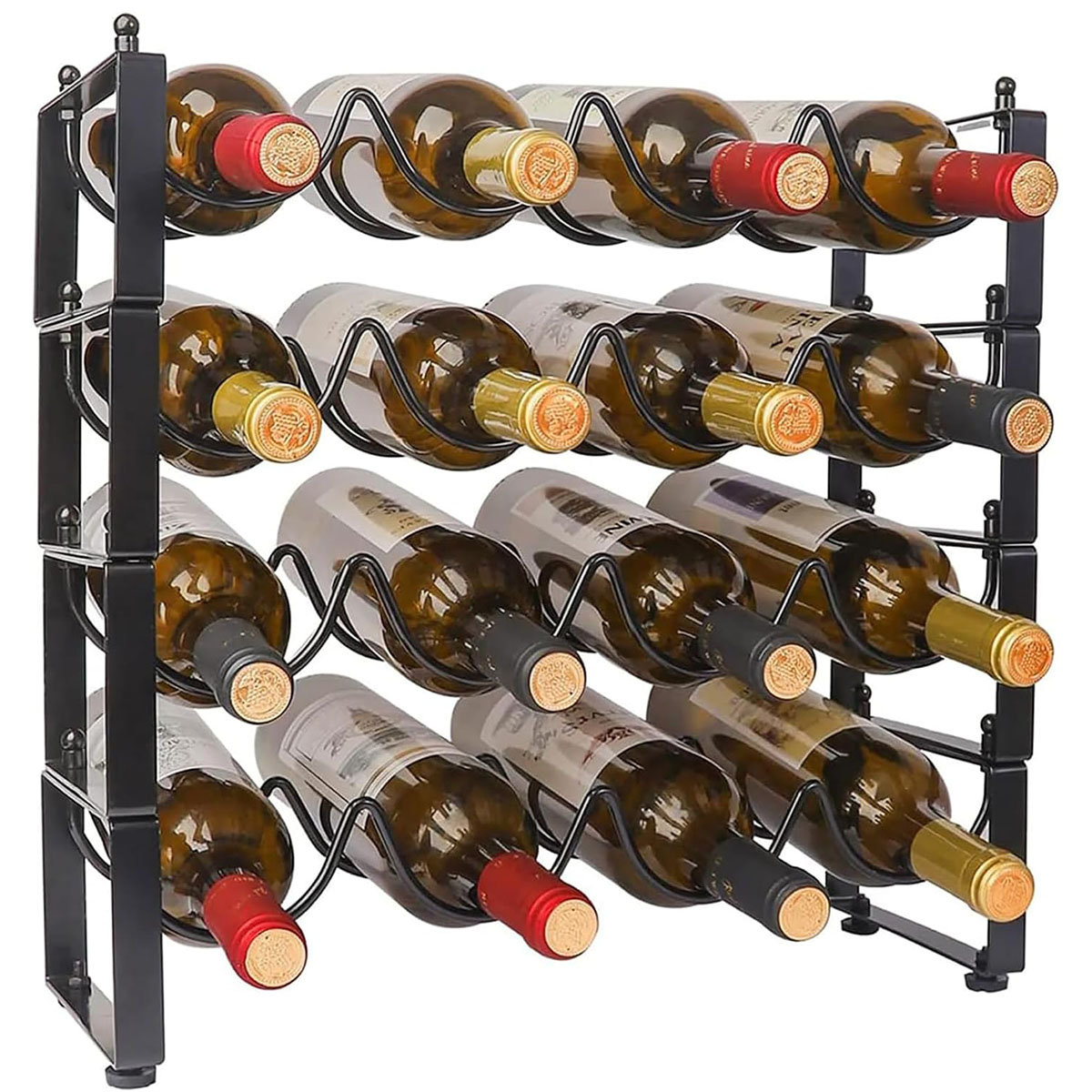Latitude Run® 4 Tier Wine Rack, 3-In-1 16 Bottles Wine Storage, Wine ...