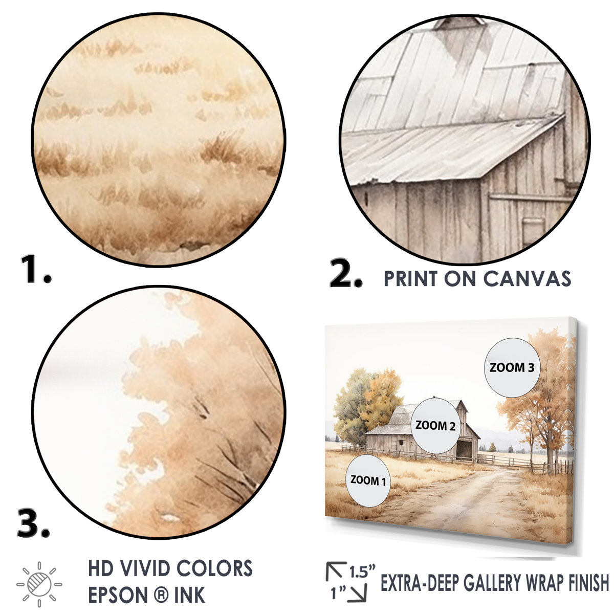 Design Art Barn Scenery Minimalism Landscape - Barn Canvas Print_106681 ...