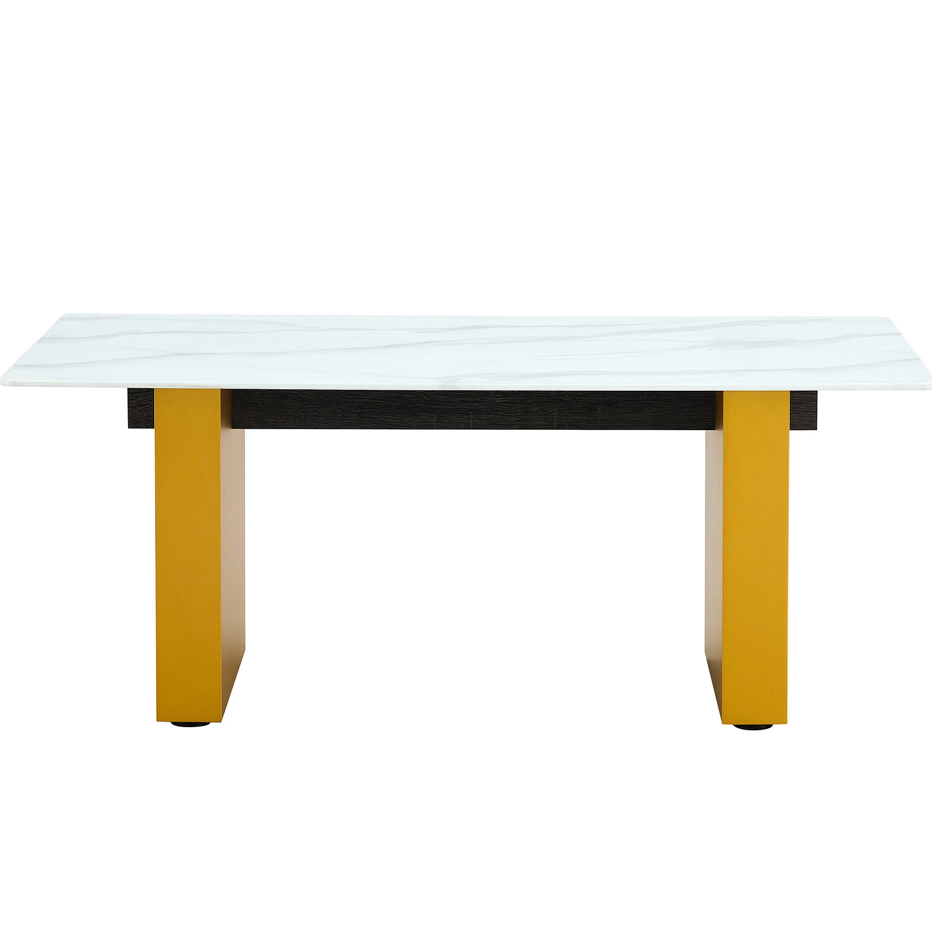 Mercer41 Fashionable Tempered Glass Tabletop With Golden Frame, White ...