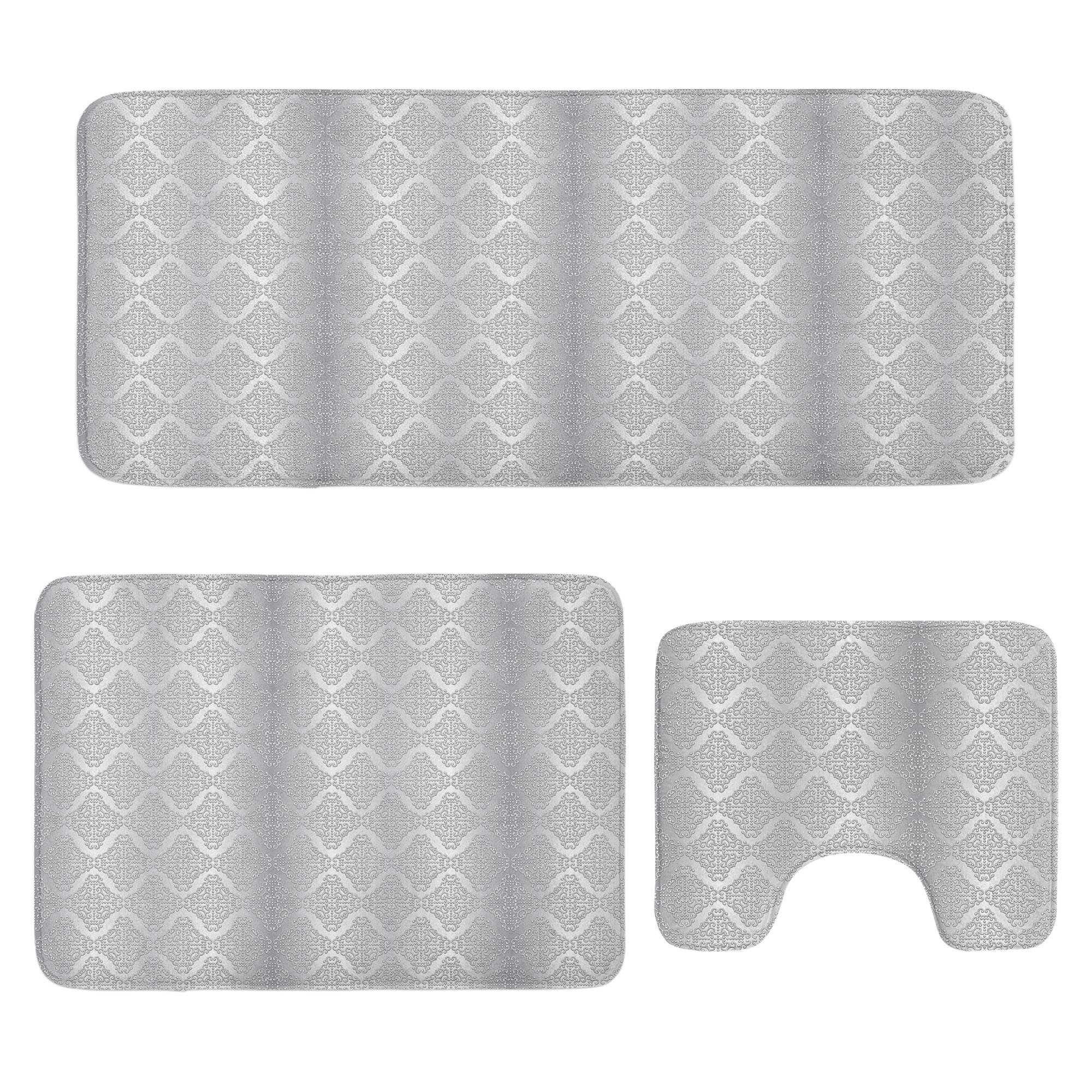 East Urban Home Damask Bathroom Rug Set 3 Pieces U-Shape & Rectangle ...