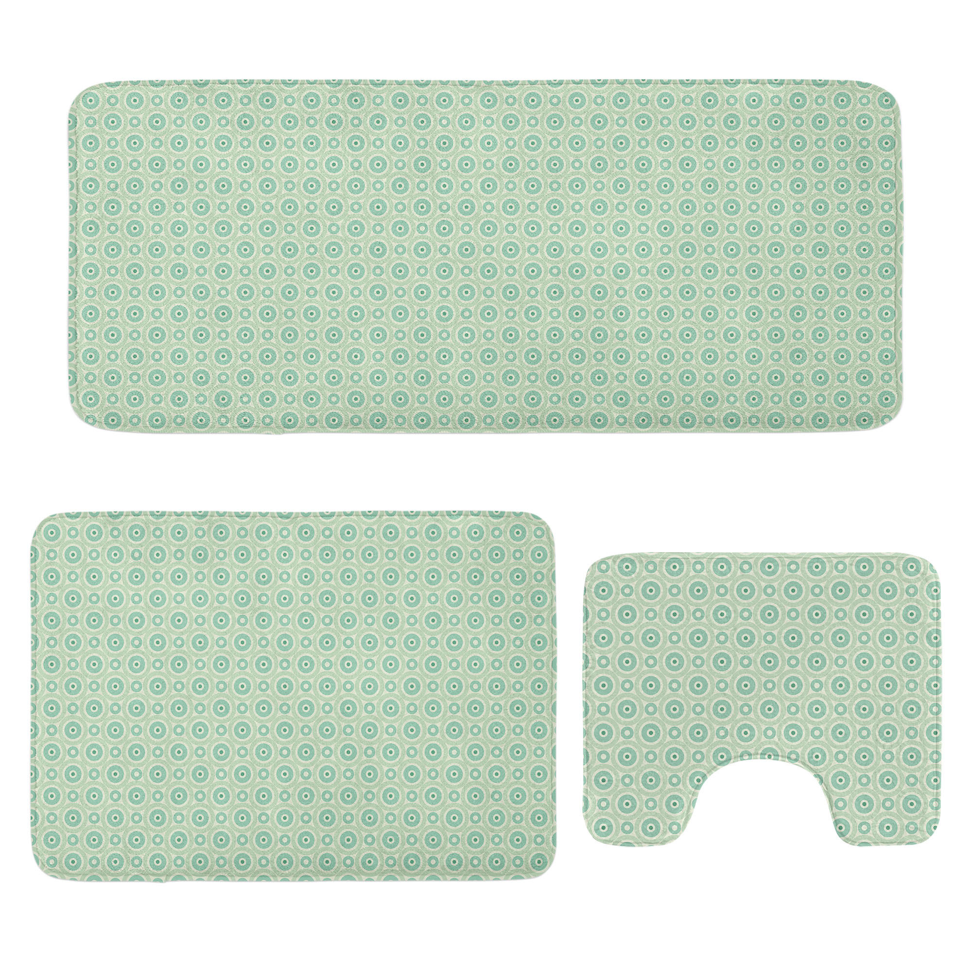 Latitude Run® Mint Bathroom Rug Set 3 Pieces U-Shape & Rectangle Mats ...