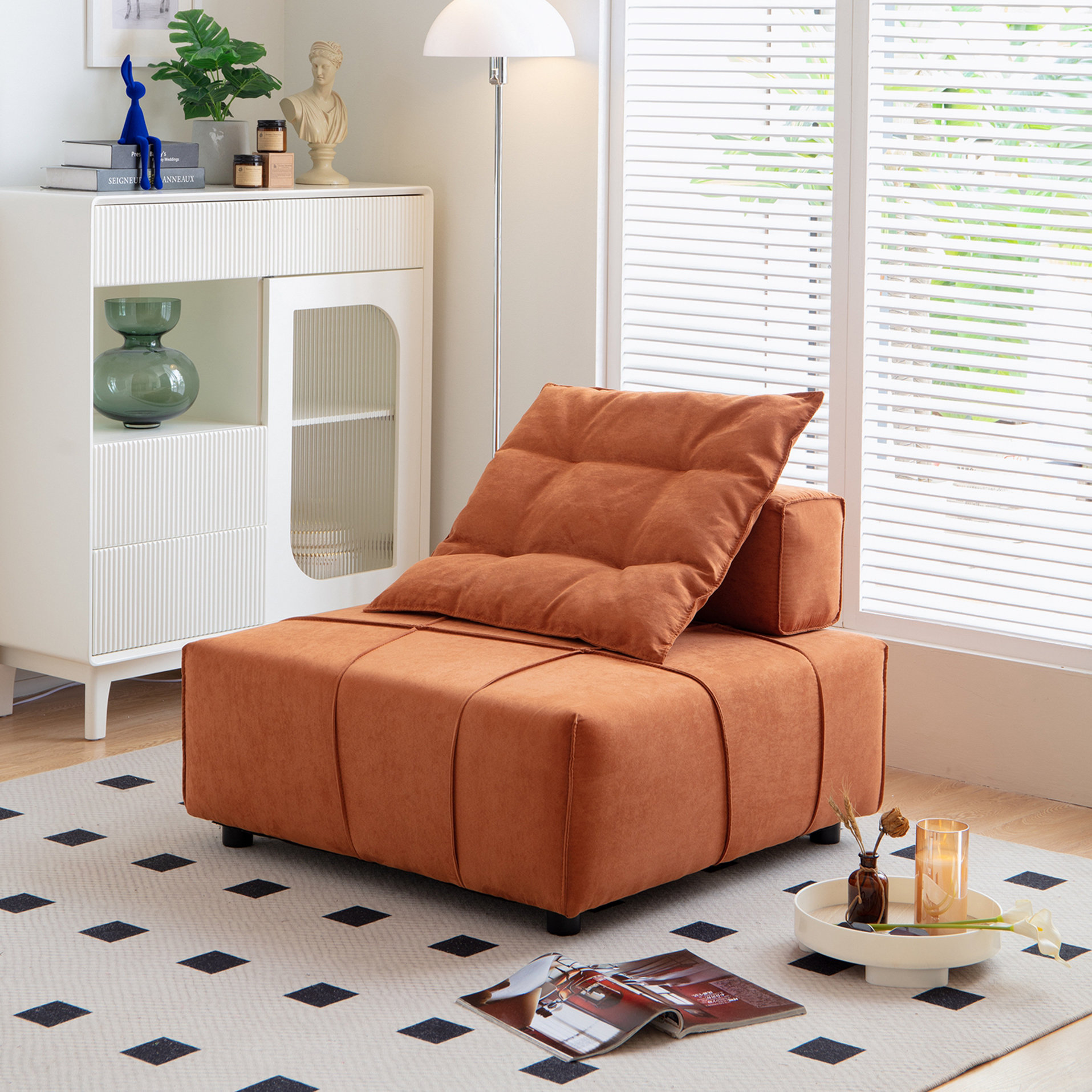 Ebern Designs Berkey 33.1 Wide Modern Irregular Lines Lazy Sofa Chair ...