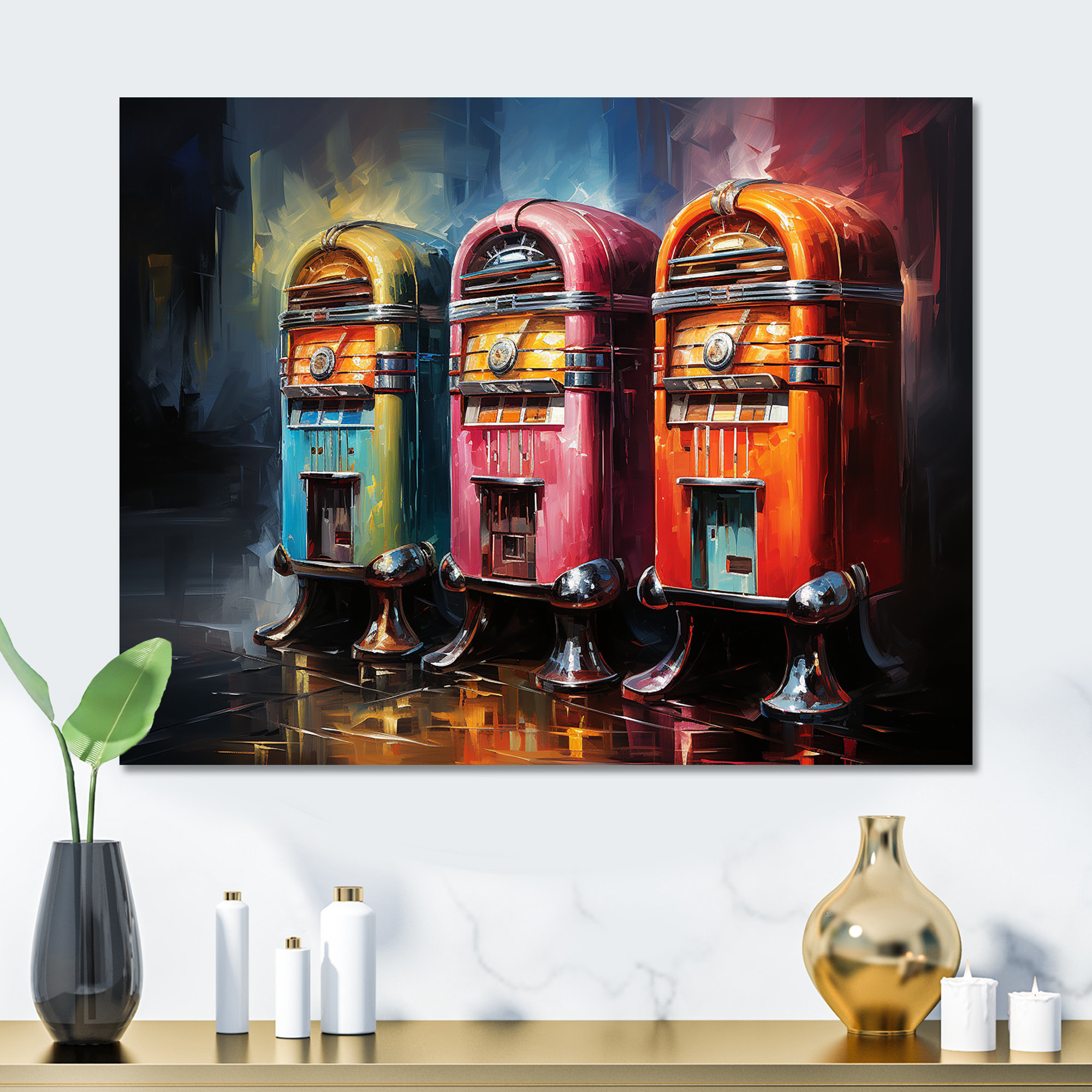 Lark Manor Coloful Modern Jukebox Jams 2 - Jukeboxes Metal Wall Art ...