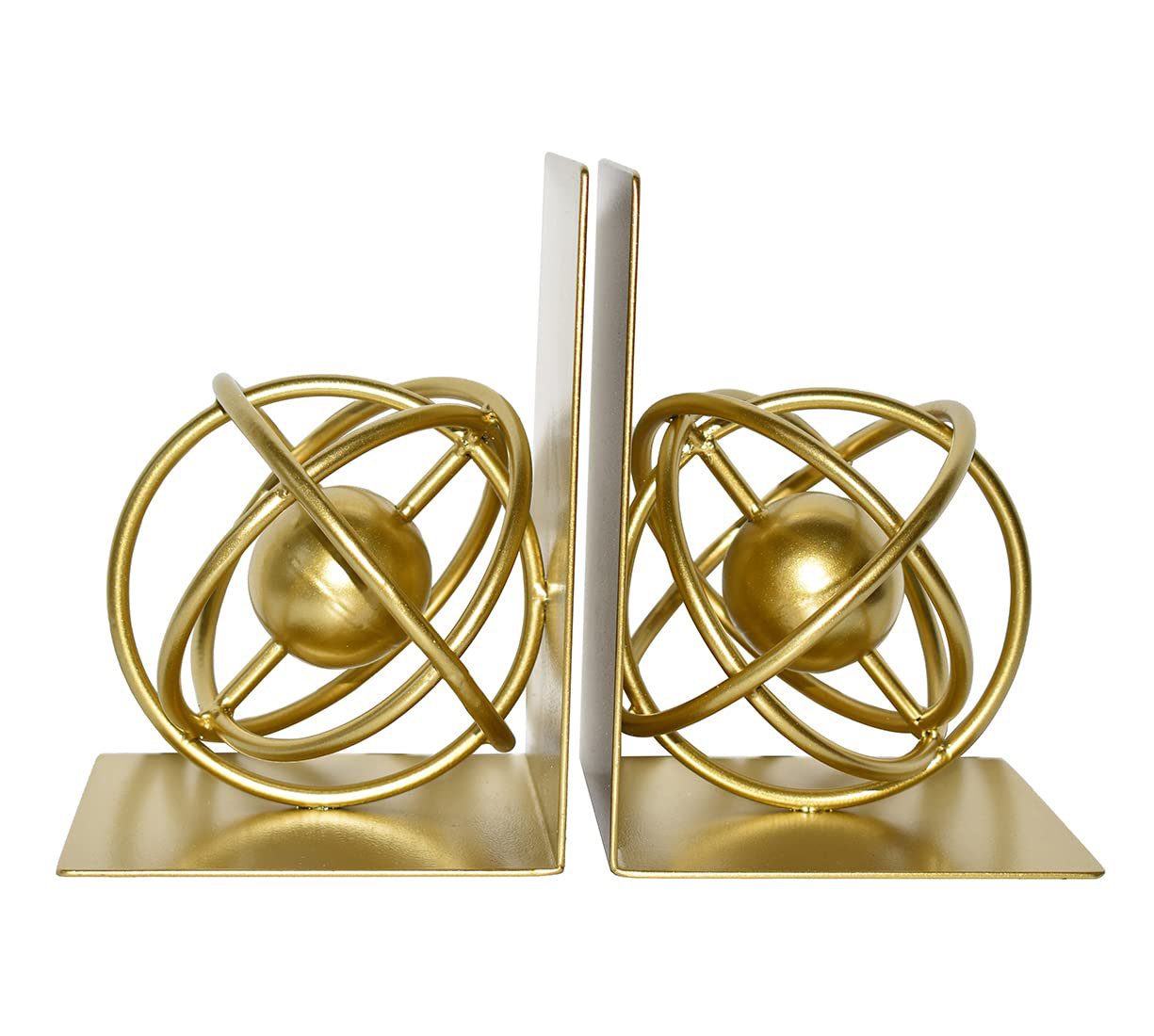 Everly Quinn Book Ends Decorative, Modern Metal Unique Gold Bookends ...