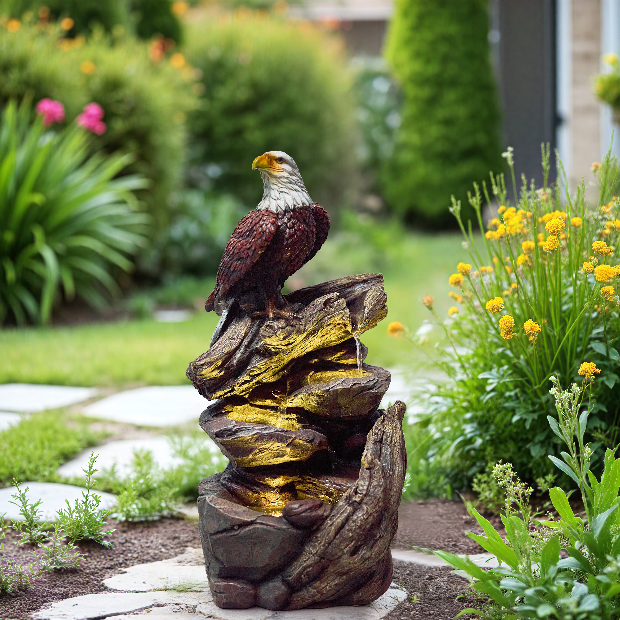 Millwood Pines Hand Crafted Light Brown Resin & Fibreglass Bald Eagle ...
